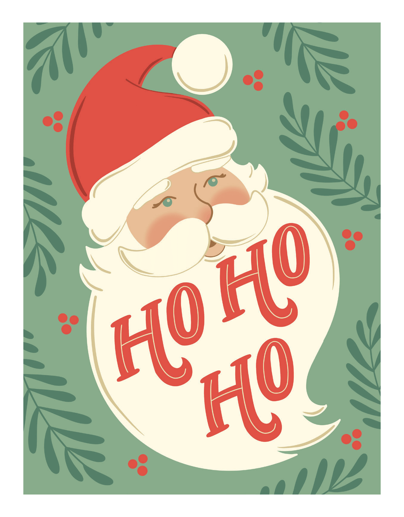 Santa Ho Ho Ho Folded Christmas Card | Postable | Postable