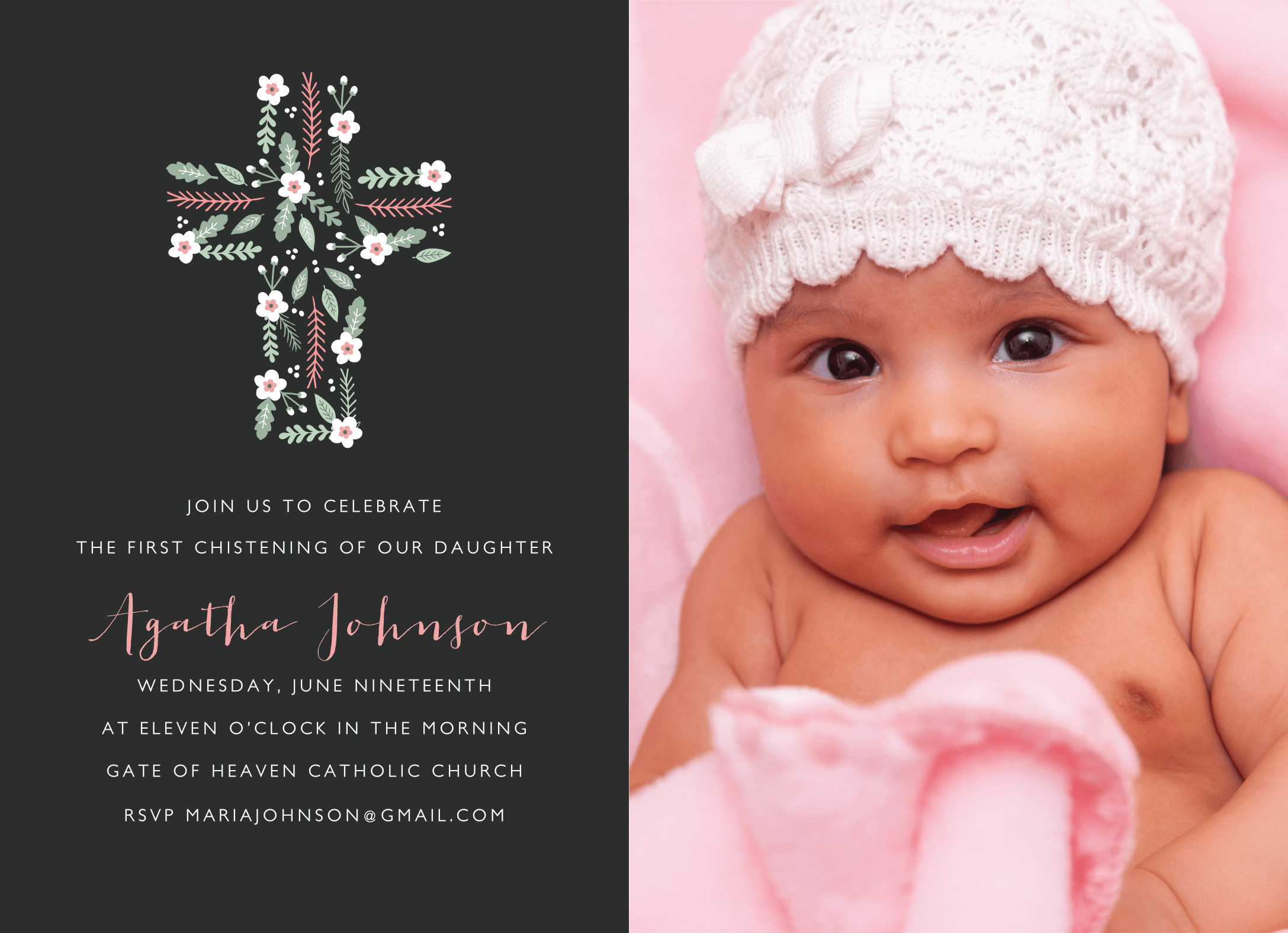 Floral Cross Christening Photo by Postable | Postable