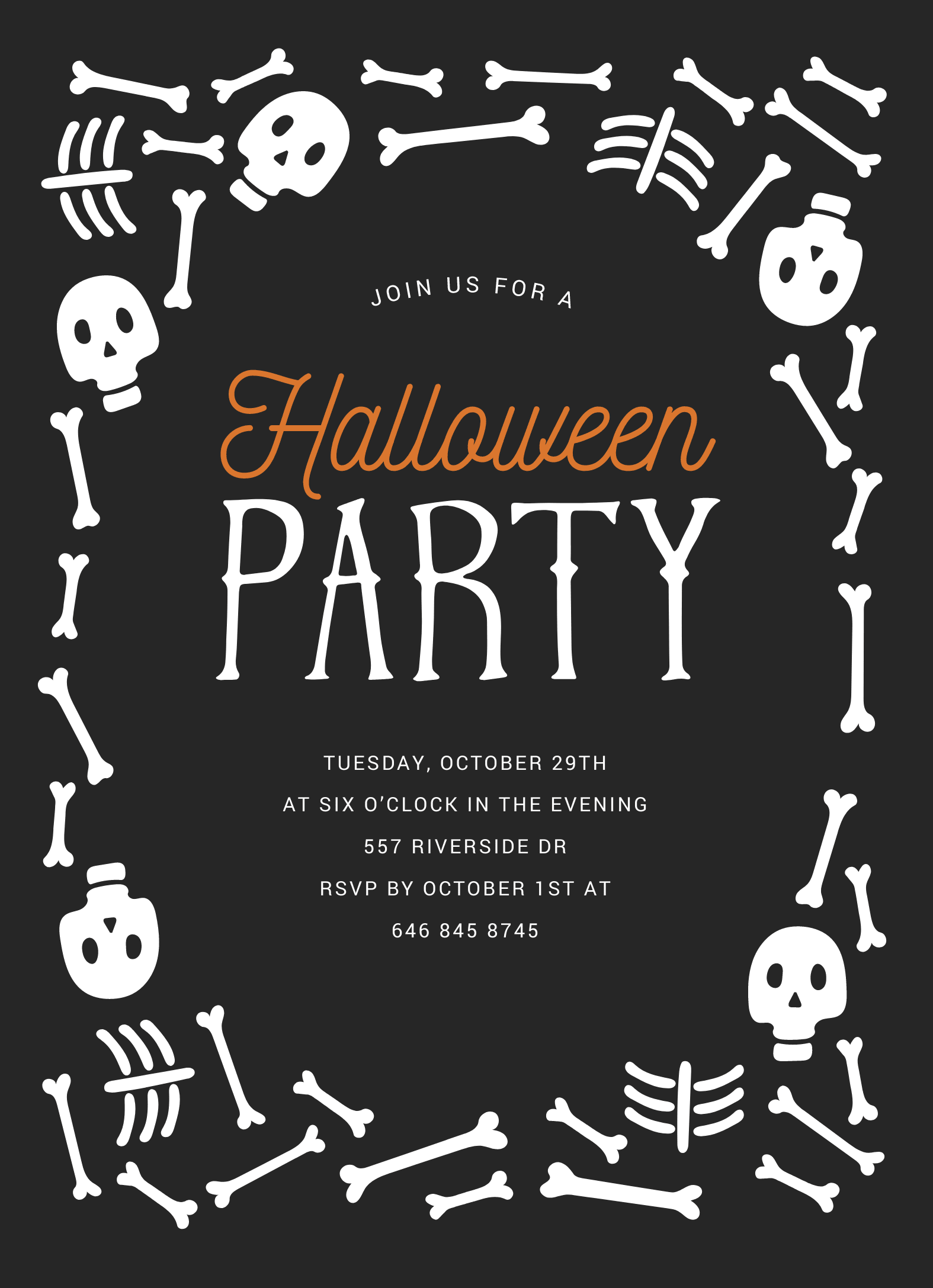 Skeleton Halloween Party Invite by Postable | Postable
