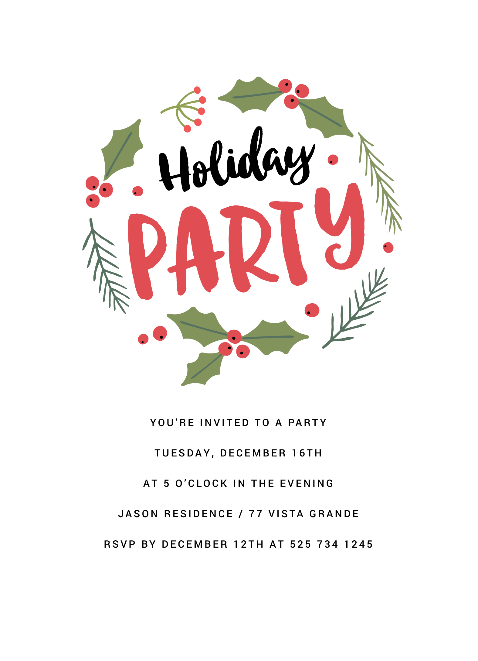 Mistletoe Wreath Holiday Party Invitation | Postable | Postable