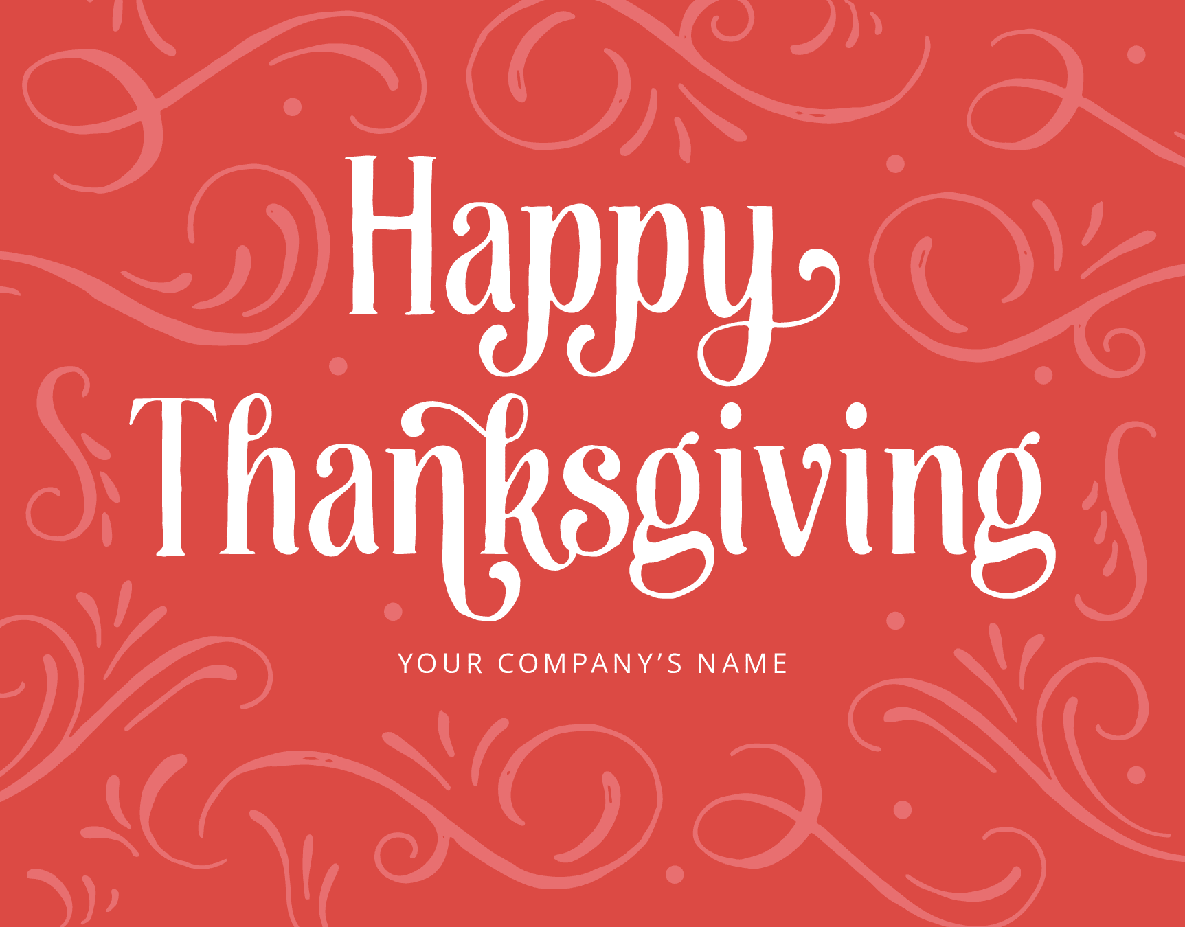 Red Swirly Happy Thanksgiving Business Card | Postable | Postable