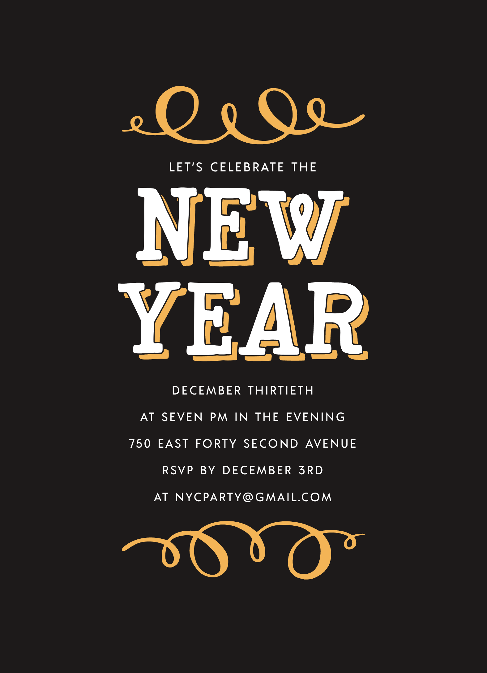 Let's Celebrate New Years Party Invite Card | Postable | Postable