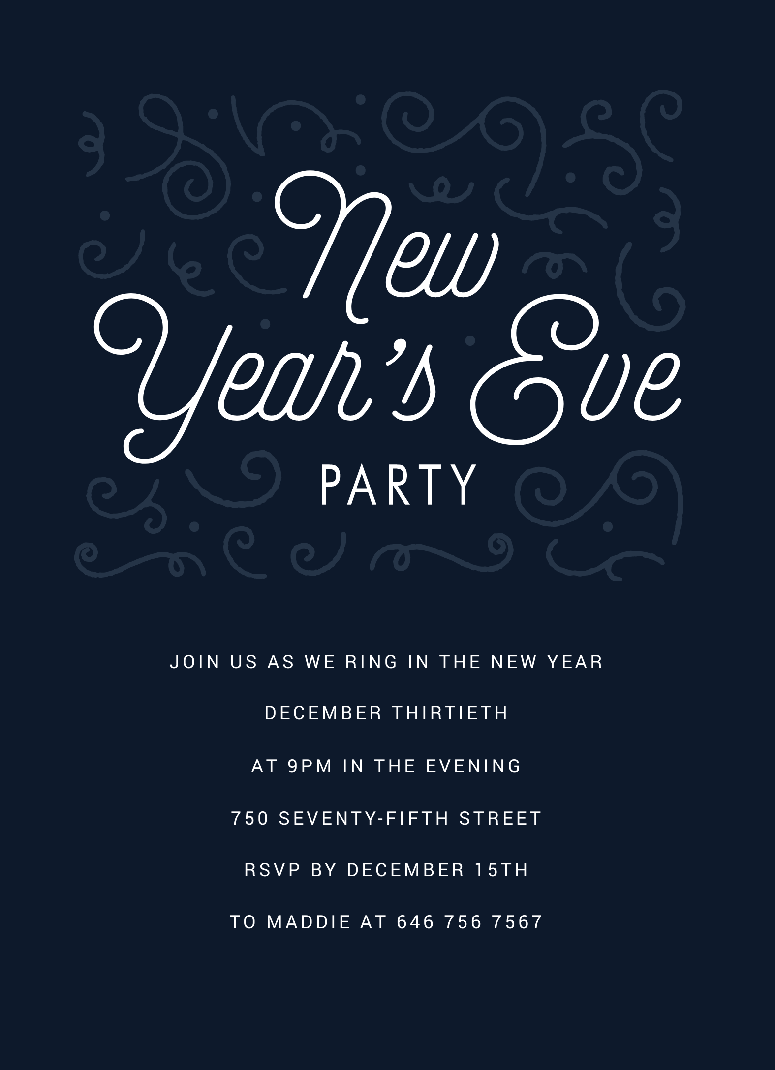 Simple Blue New Years Eve Party Invite Card | Postable | Postable