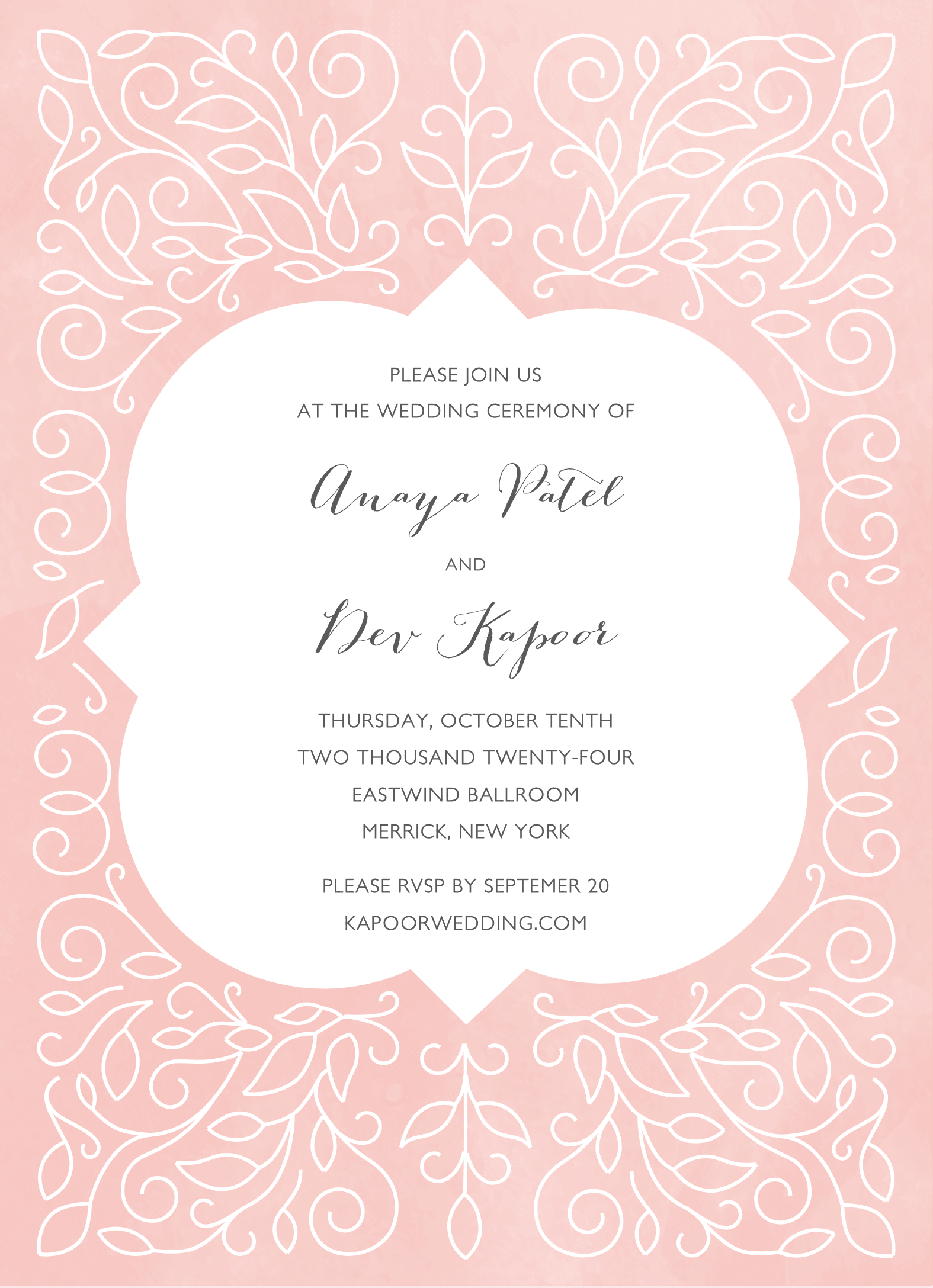 Blush Ornament Invitation by Postable | Postable