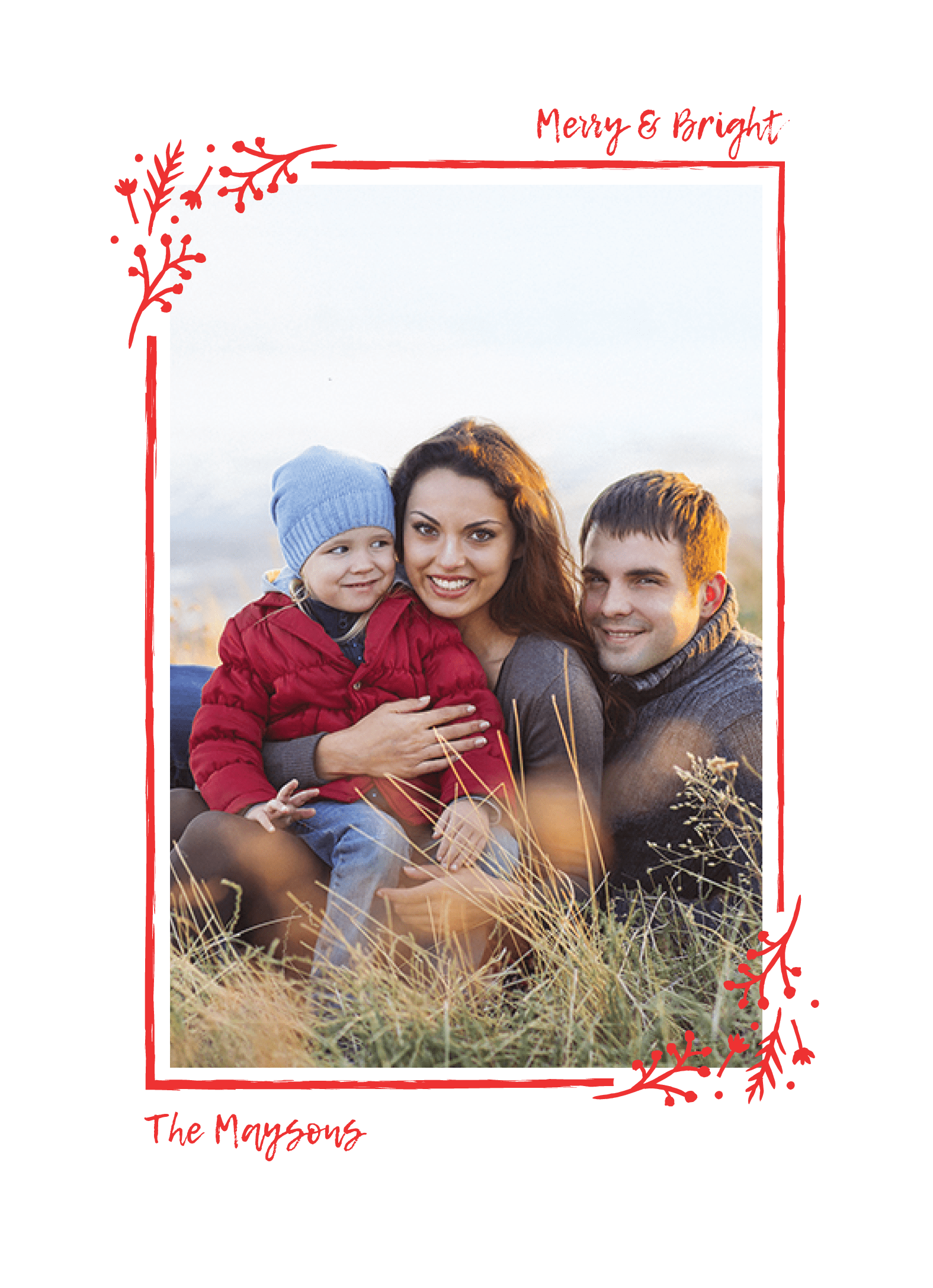 Red Frame Simple Overlay Christmas Photo Card | Postable | Postable