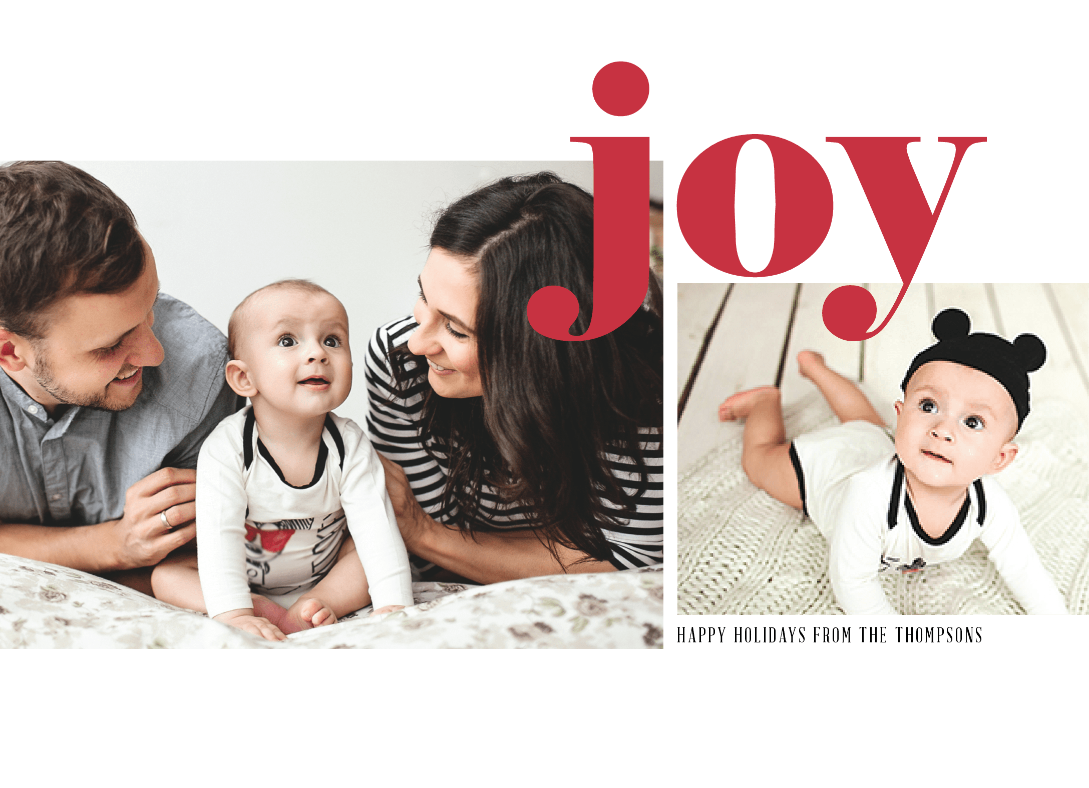 Burgundy Joy Flat Christmas Card | Postable | Postable