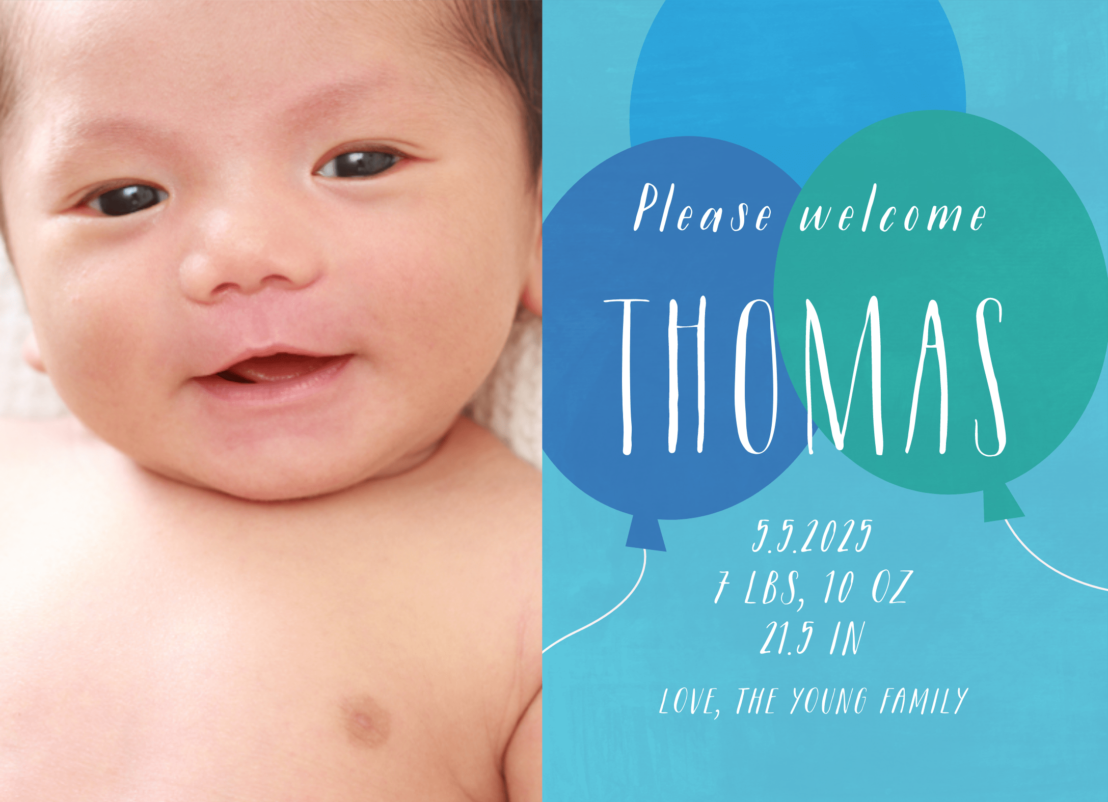 Blue Balloons Birth Announcement by Postable | Postable