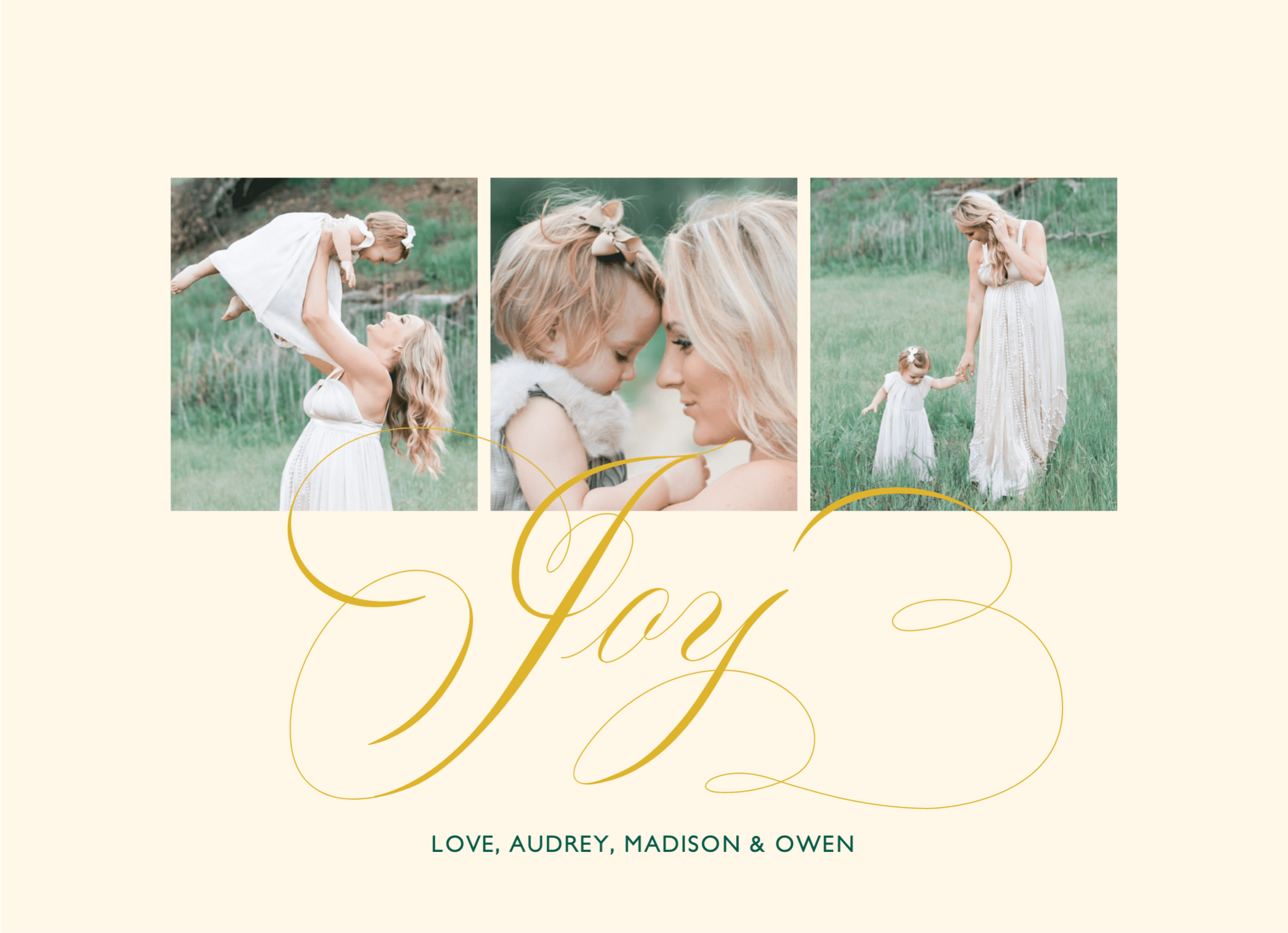 Gold Cursive Joy Christmas Photo Card | Postable | Postable