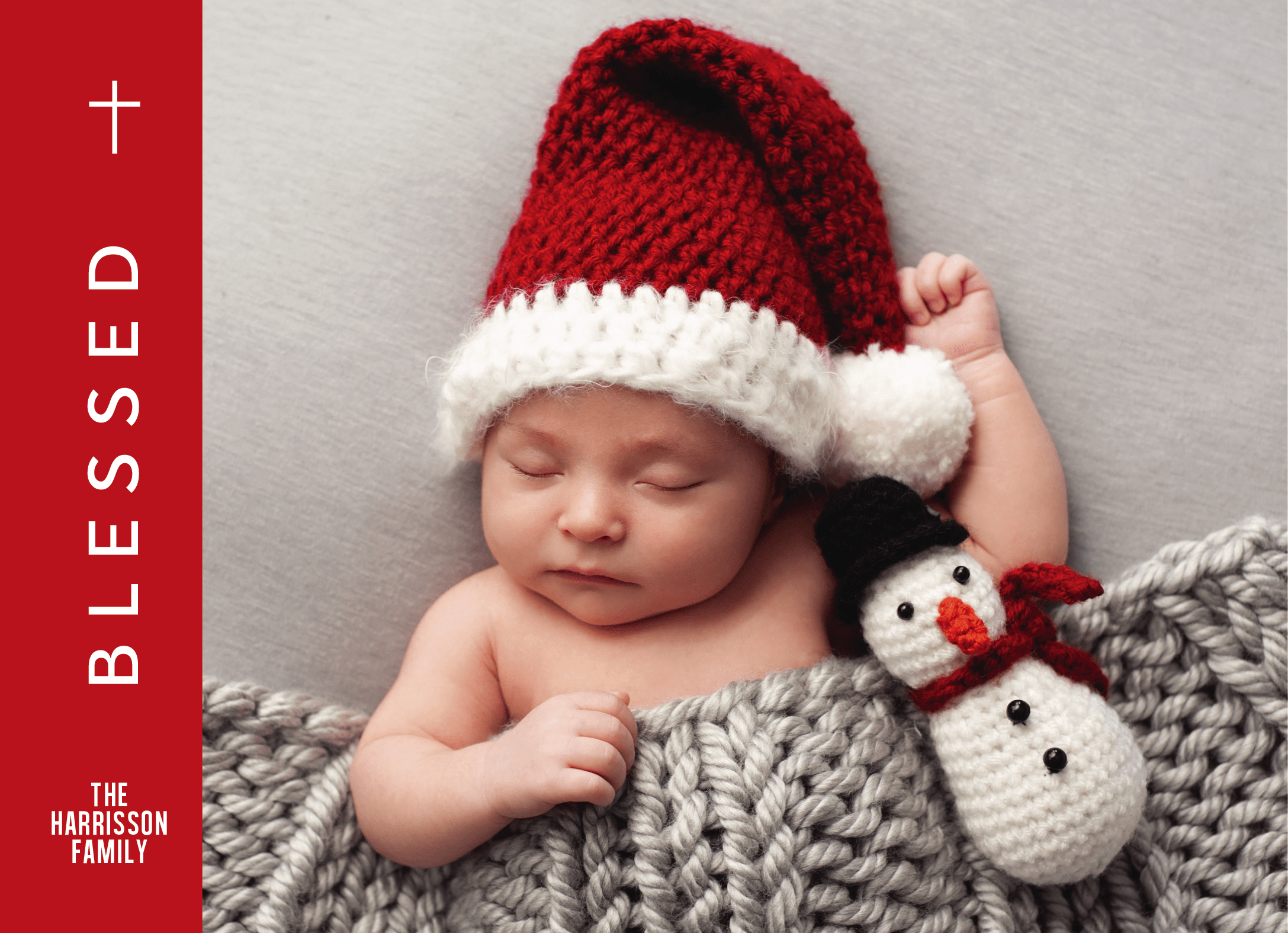 Red Blessed Cross Religious Christmas Photo Card | Postable | Postable