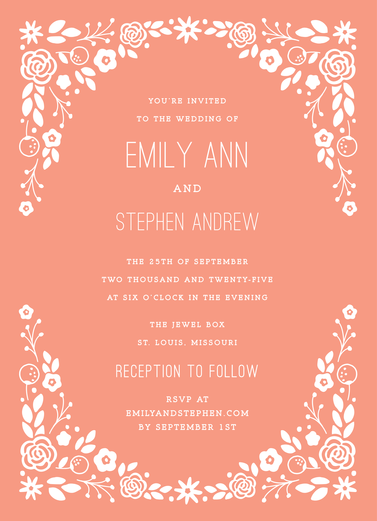 Peachy Florals Invitation by Postable | Postable