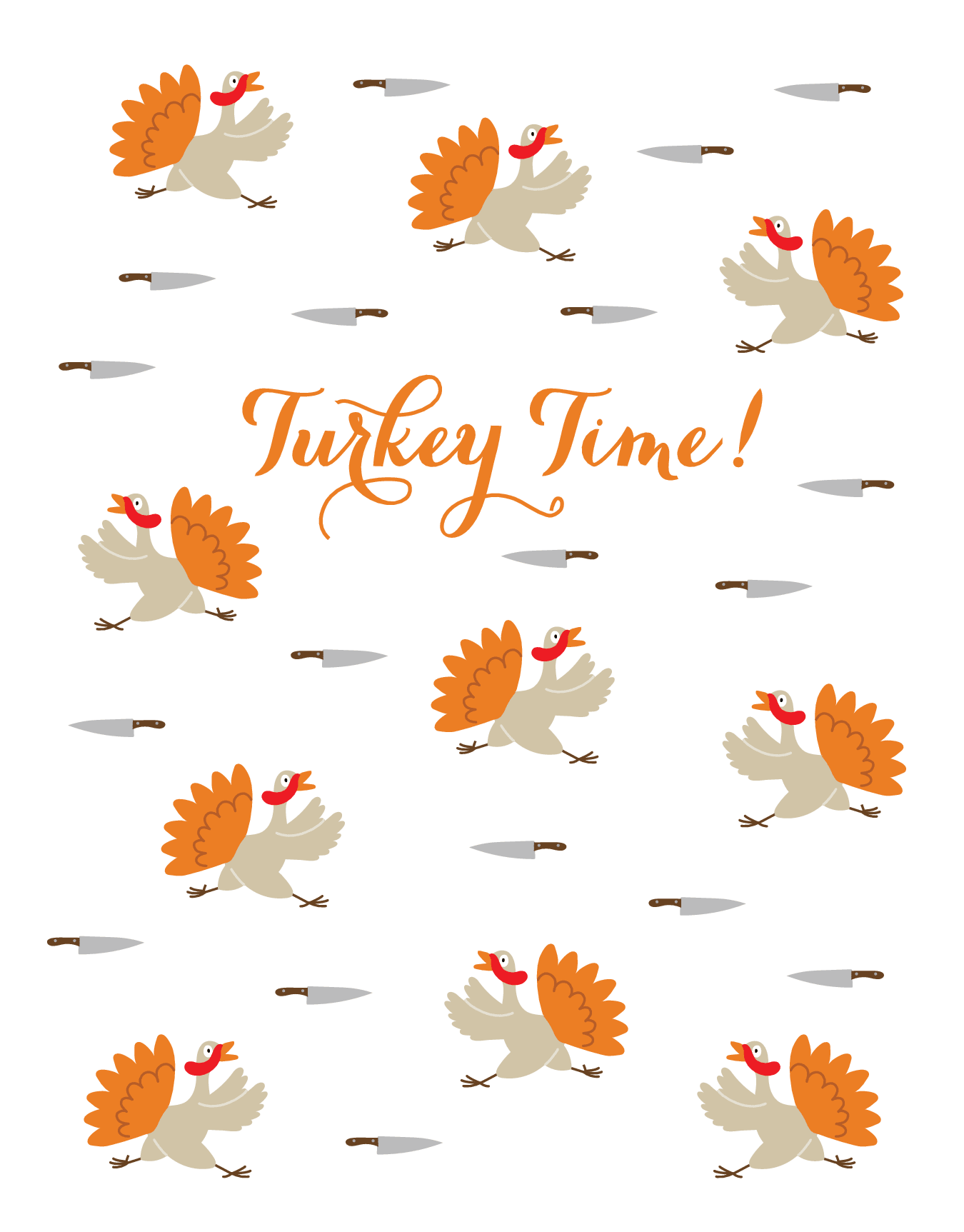 Turkey Time Thanksgiving Folded Card | Postable | Postable
