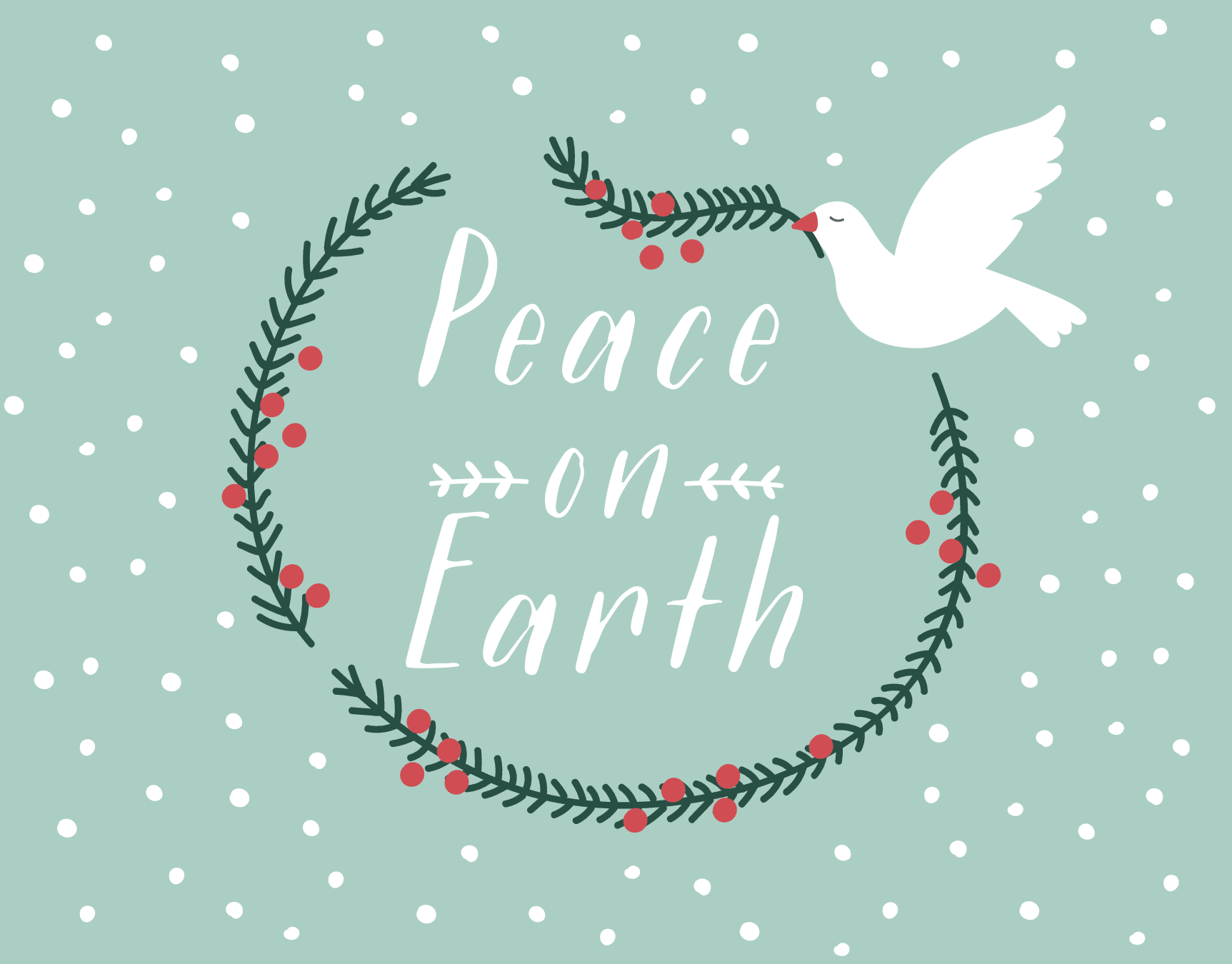 Peace on Earth Dove And Branch Christmas Card | Postable | Postable