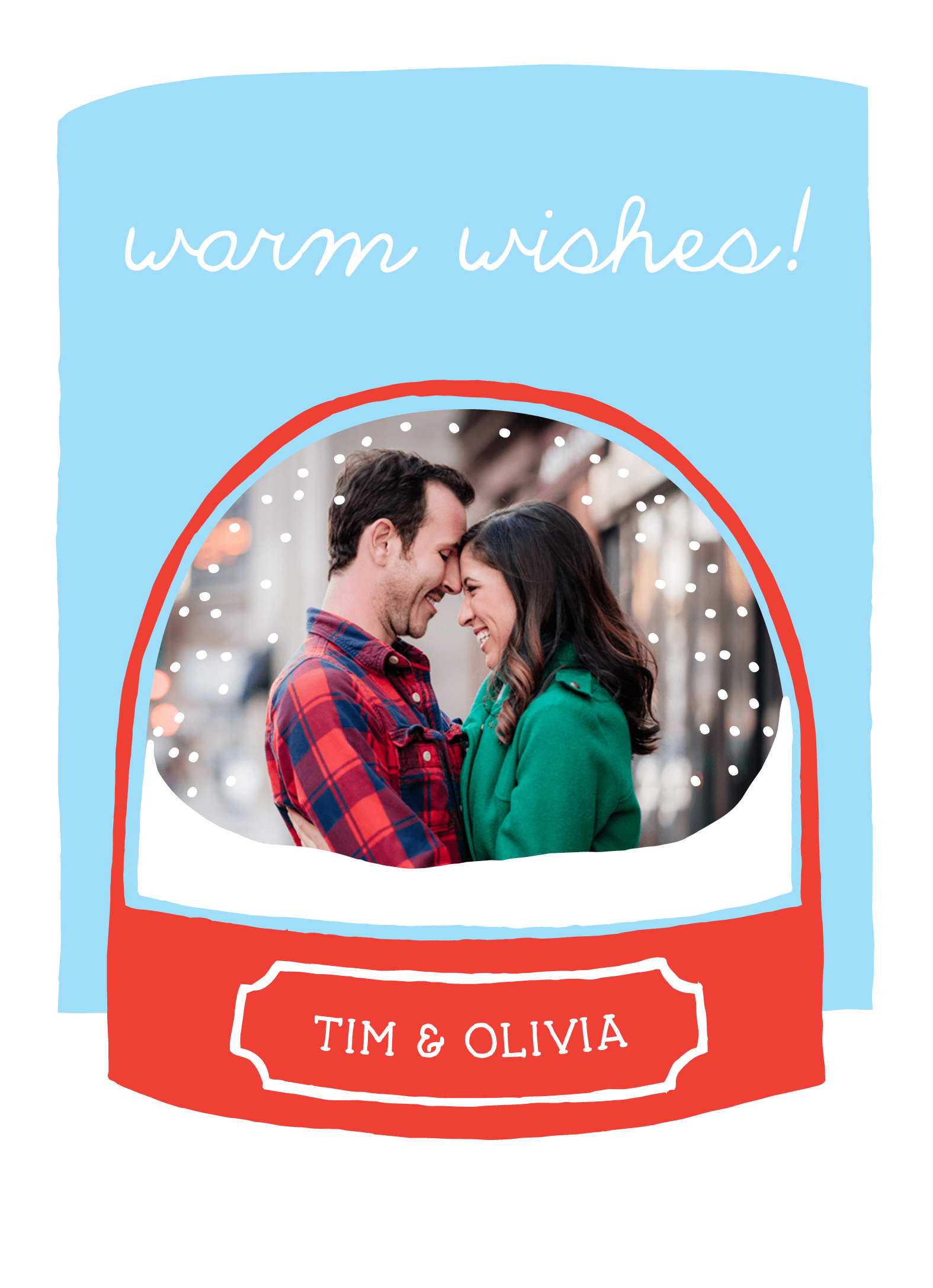 Snow Globe Warm Wishes Christmas Photo Card | Postable | Postable