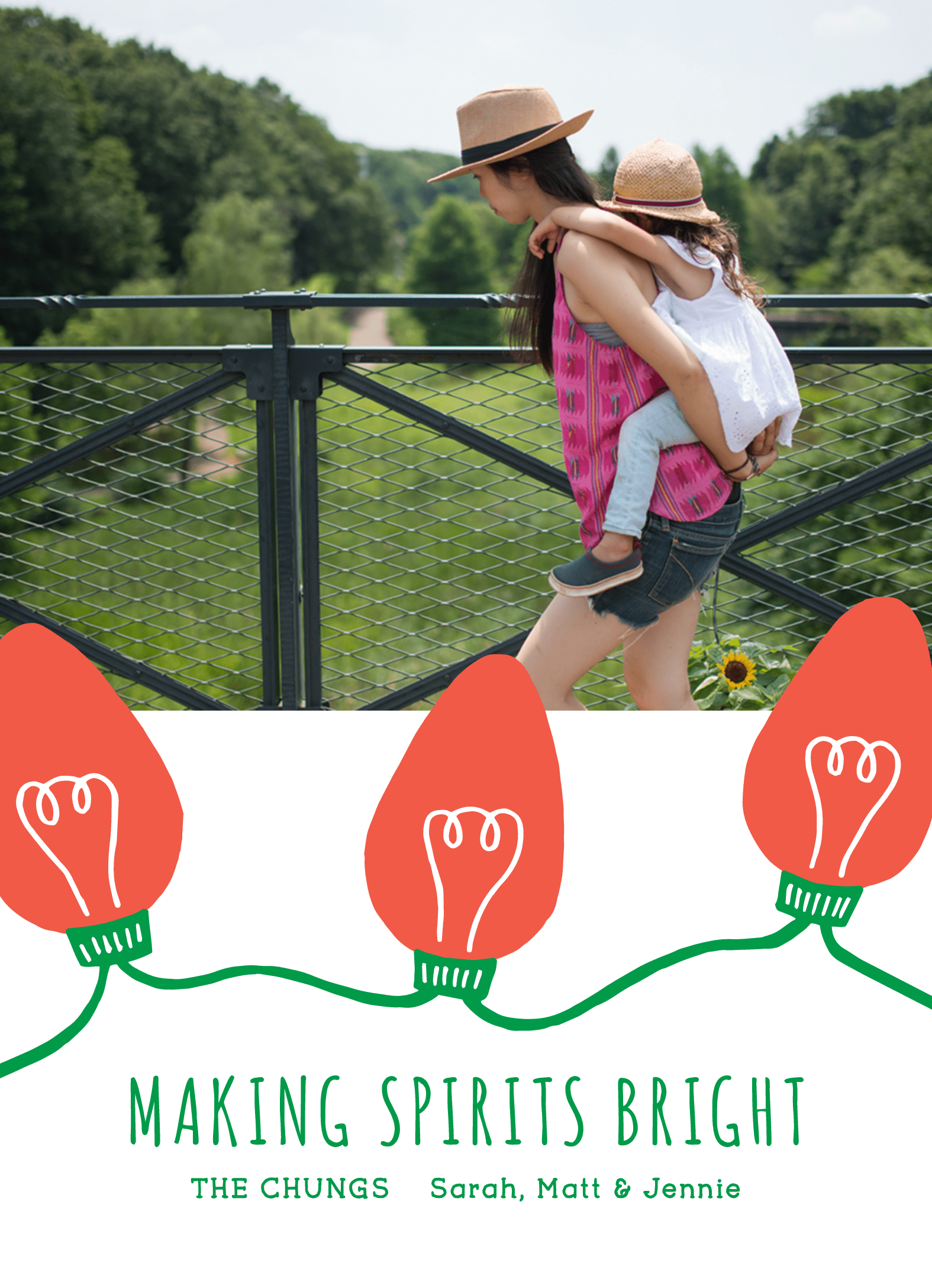 Making Spirits Bright Red Lights Christmas Photo Card | Postable | Postable