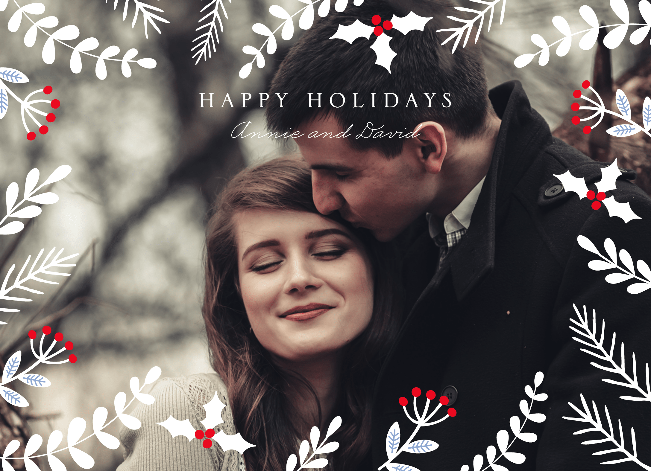 Floral Overlay Custom Christmas Photo Card | Postable | Postable