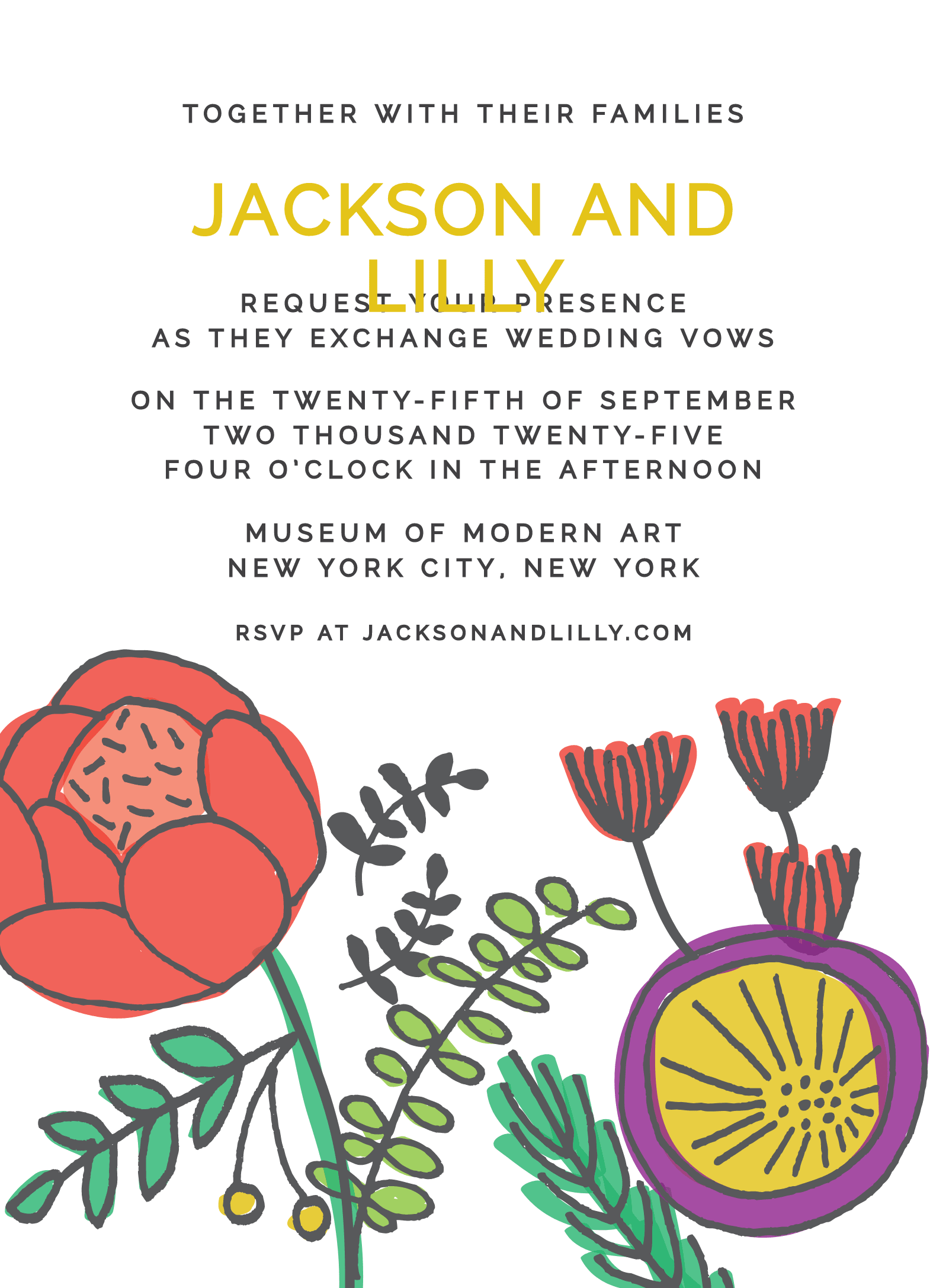 Abstract Floral Invitation by Green Tie Studio | Postable