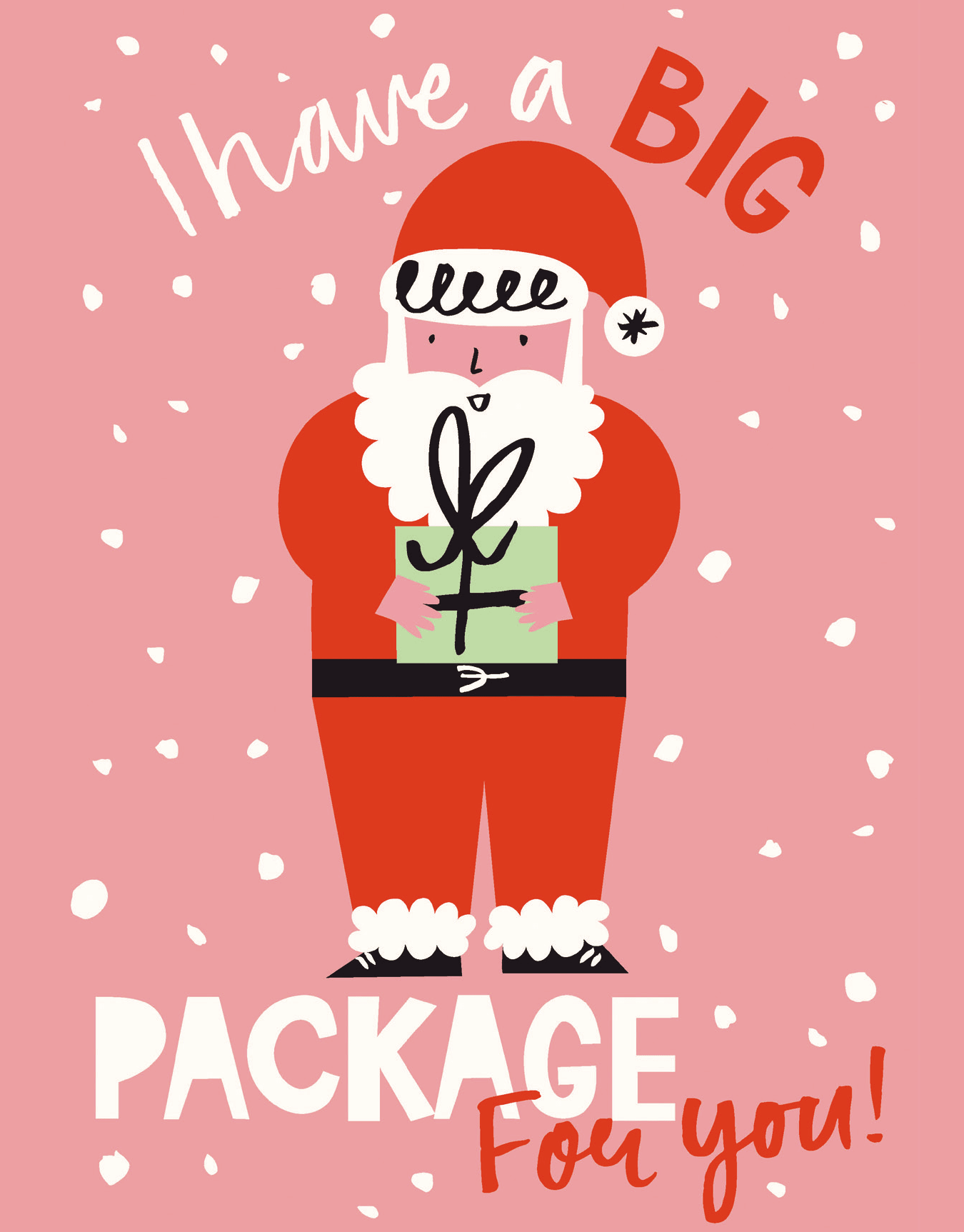 Big Package Santa Folded Christmas Card | Postable | Postable