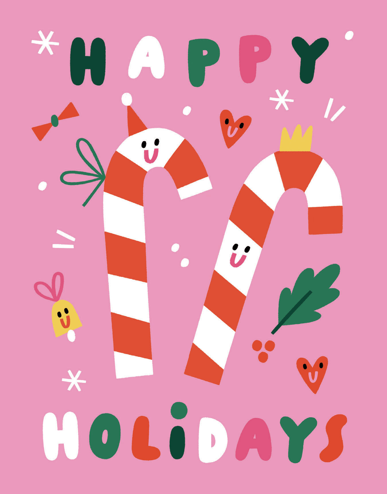 Happy Holidays Cute Candy Canes Holiday Card | Postable | Postable