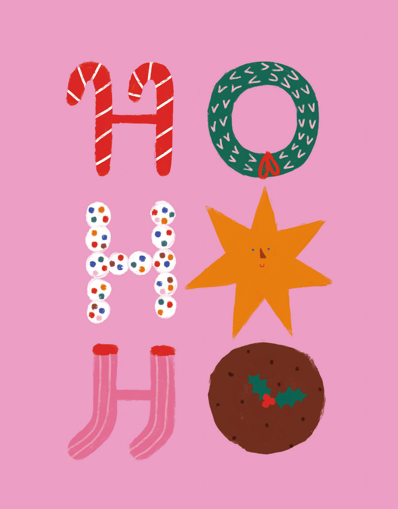 Sweets & Treats Ho Ho Ho Folded Christmas Card | Postable | Postable