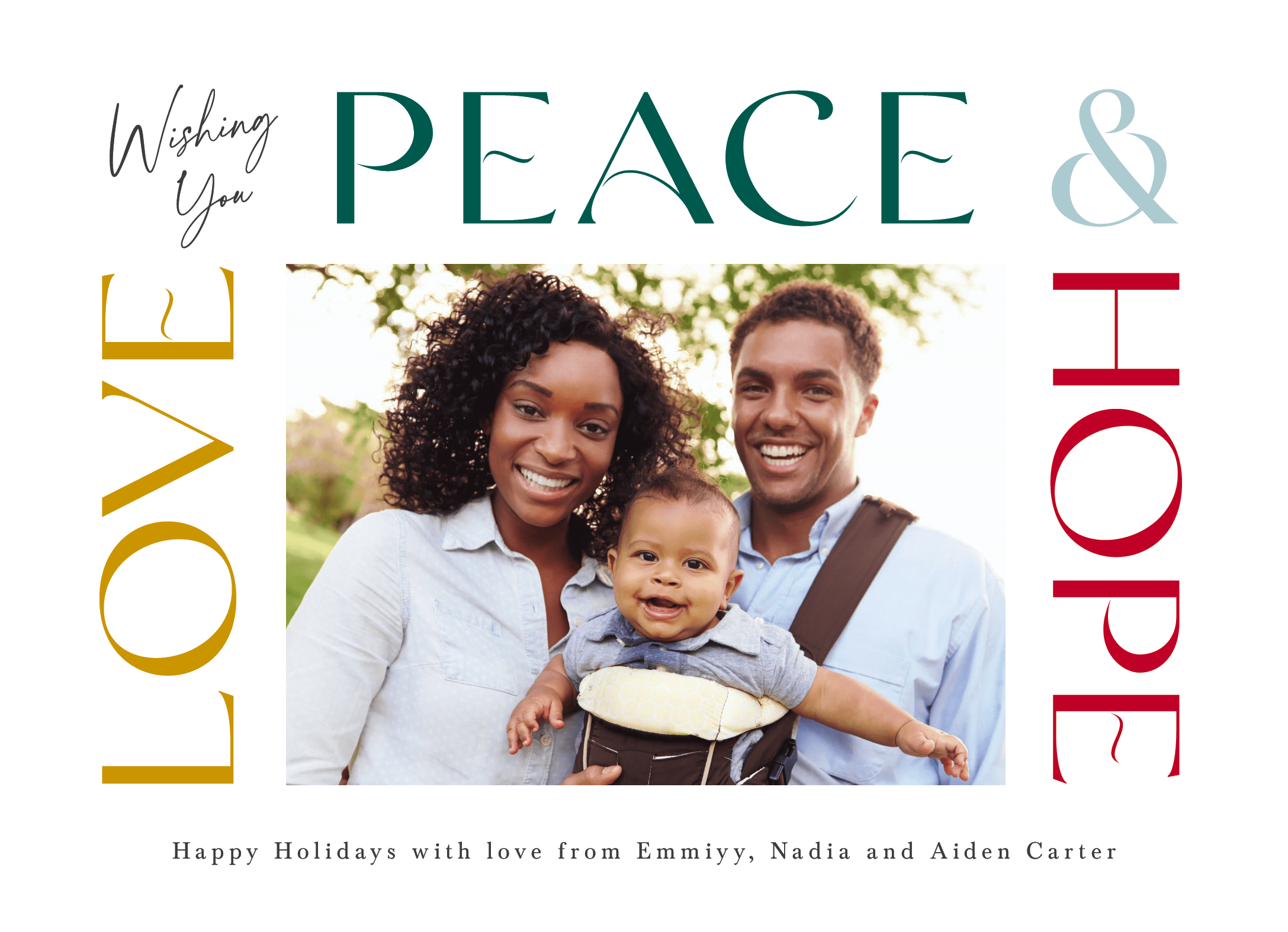 Love Peace Hope Holiday Photo Card | Postable | Postable