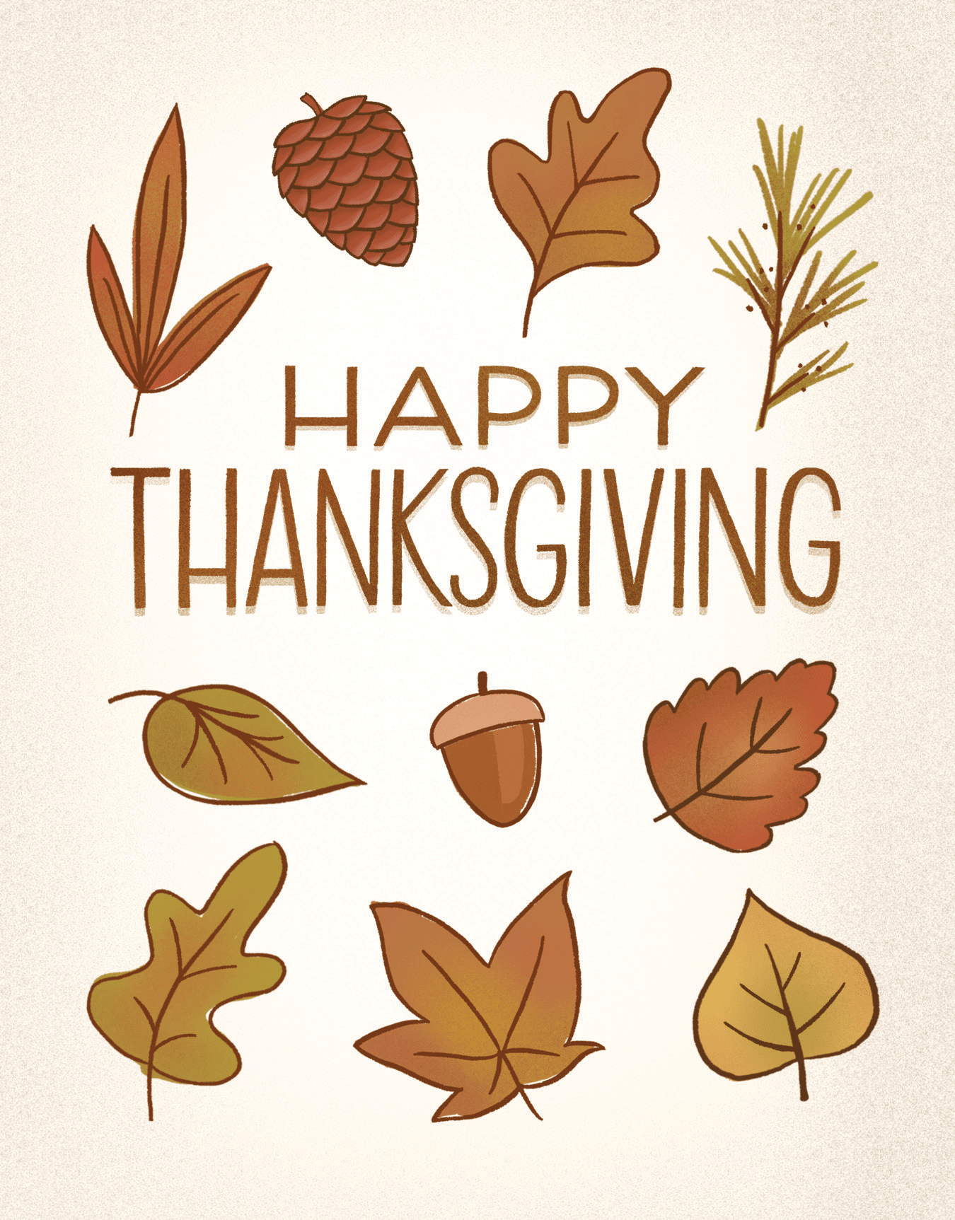 Fall Leaves Happy Thanksgiving Folded Card | Postable | Postable