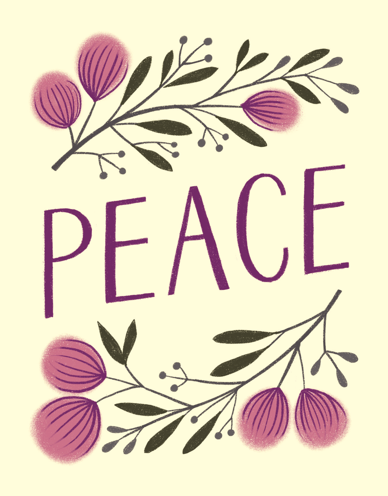 Botanical Peace Folded Christmas Card | Postable | Postable