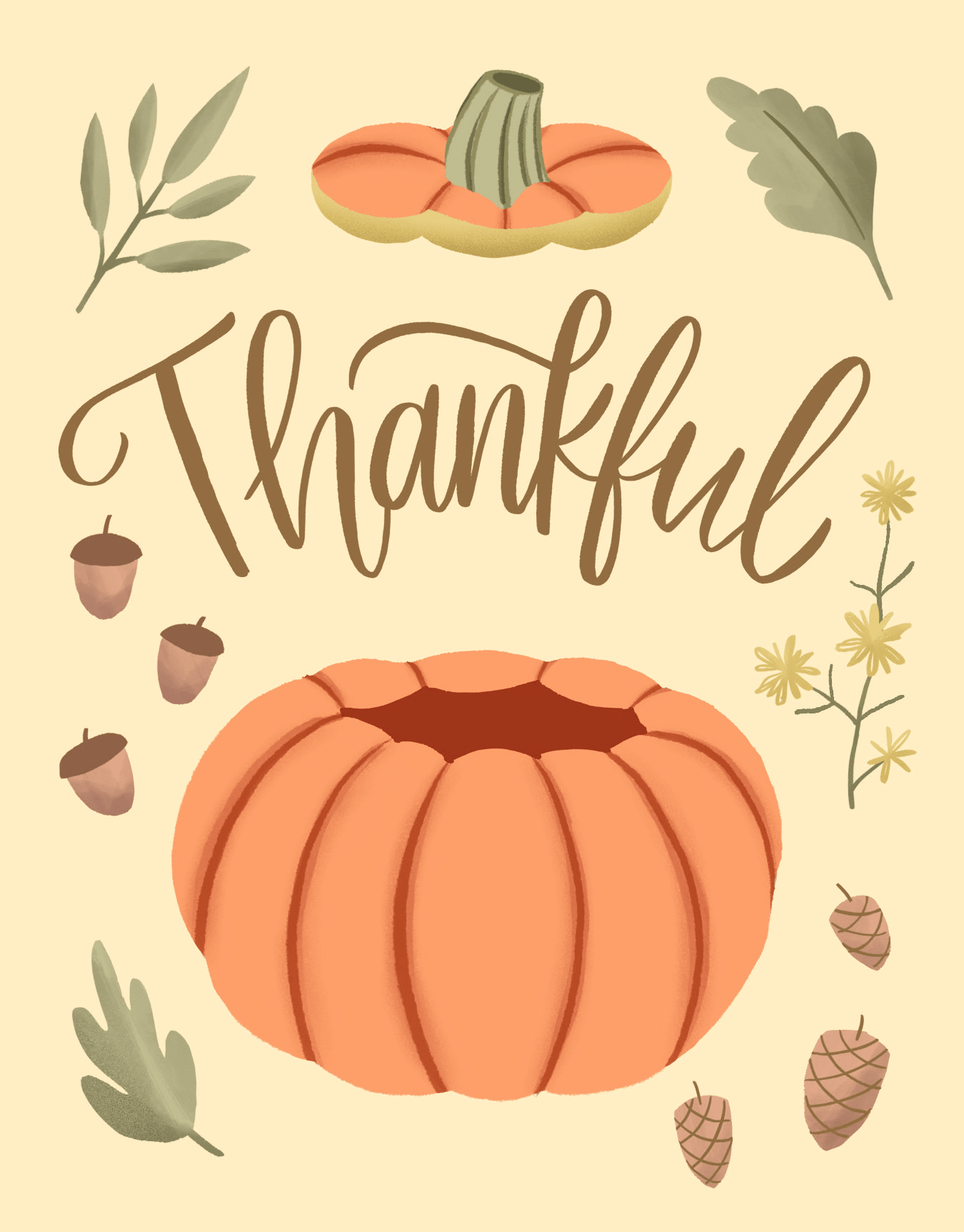 Thankful Pumpkin Thanksgiving Folded Card | Postable | Postable