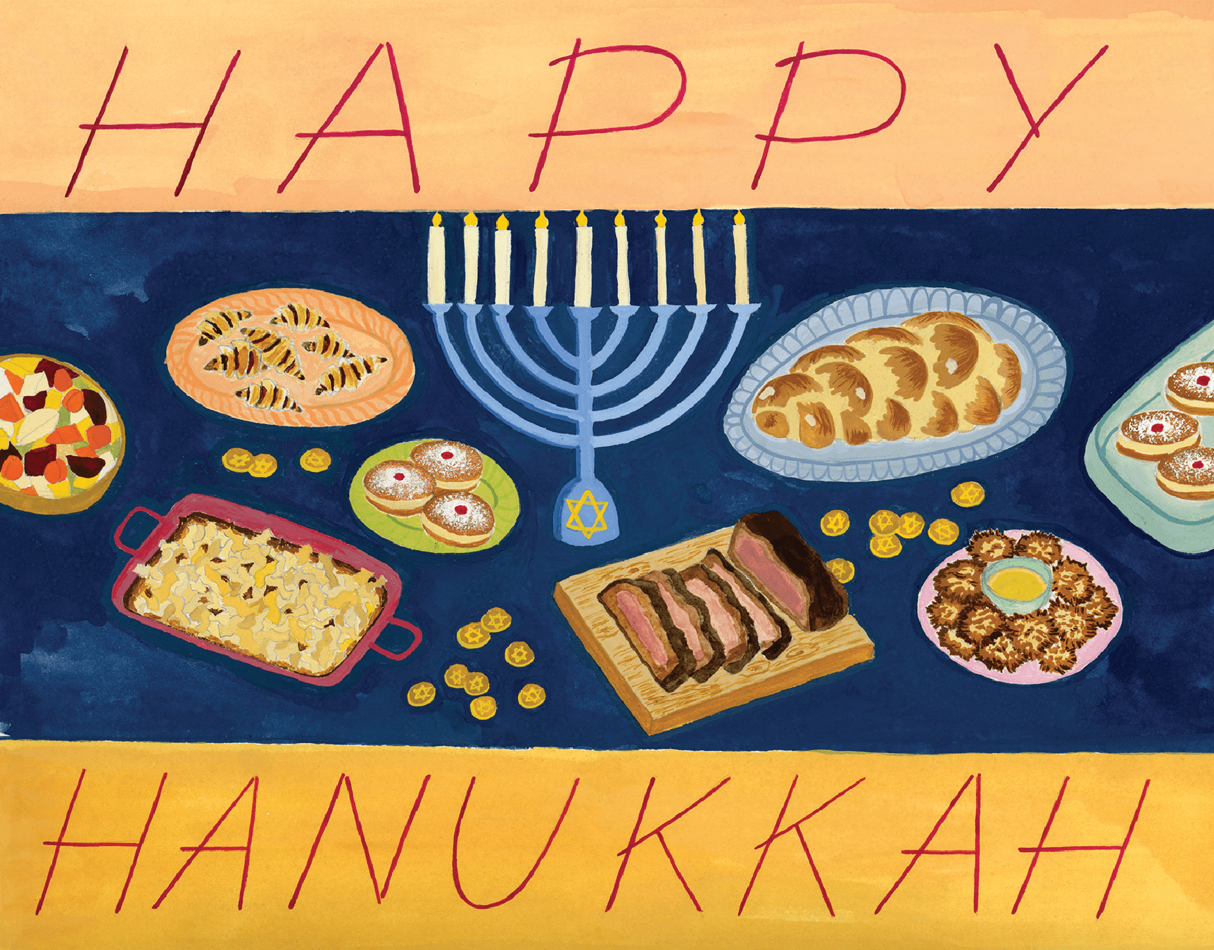 Happy Hanukkah Feast Holiday Card | Postable | Postable