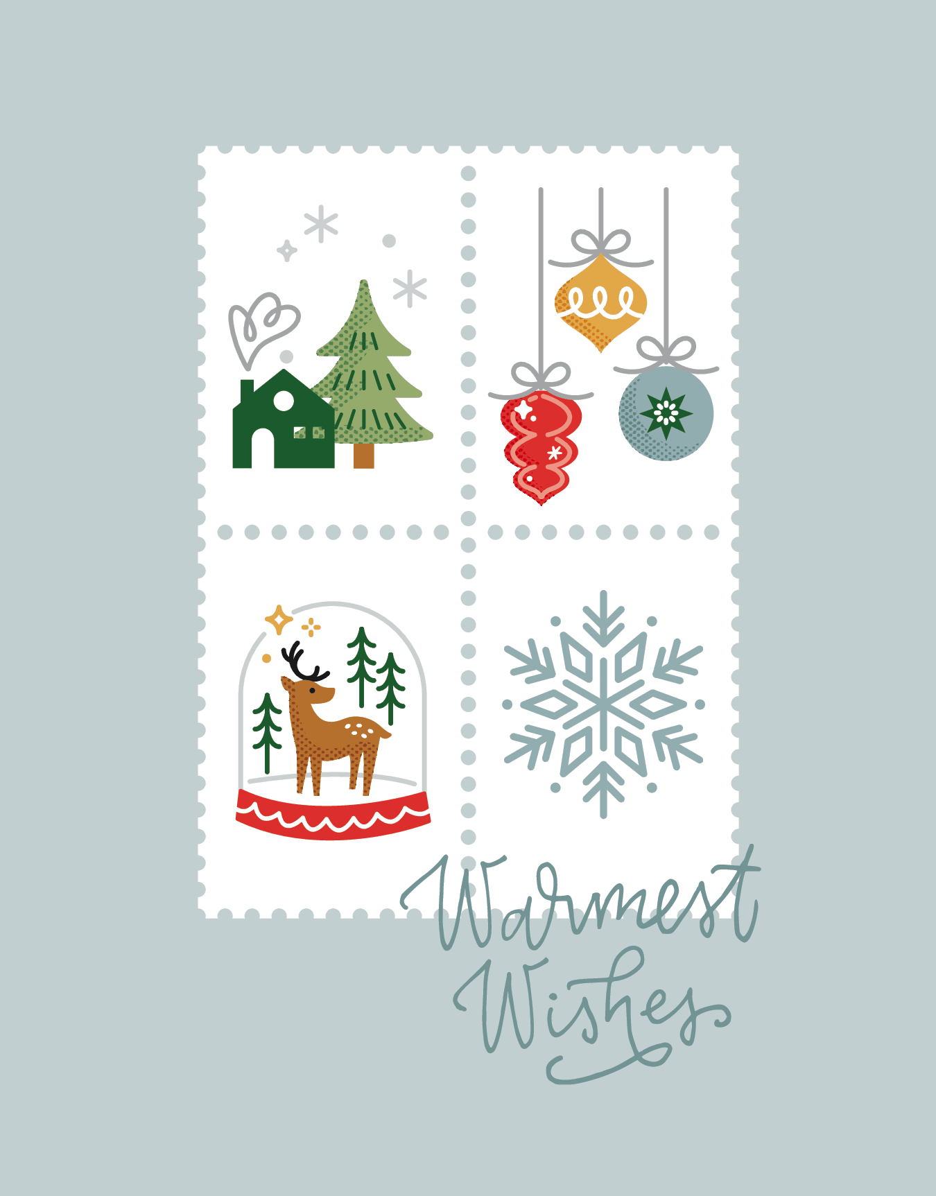 Warm Wishes Stamp Folded Holiday Card | Postable | Postable