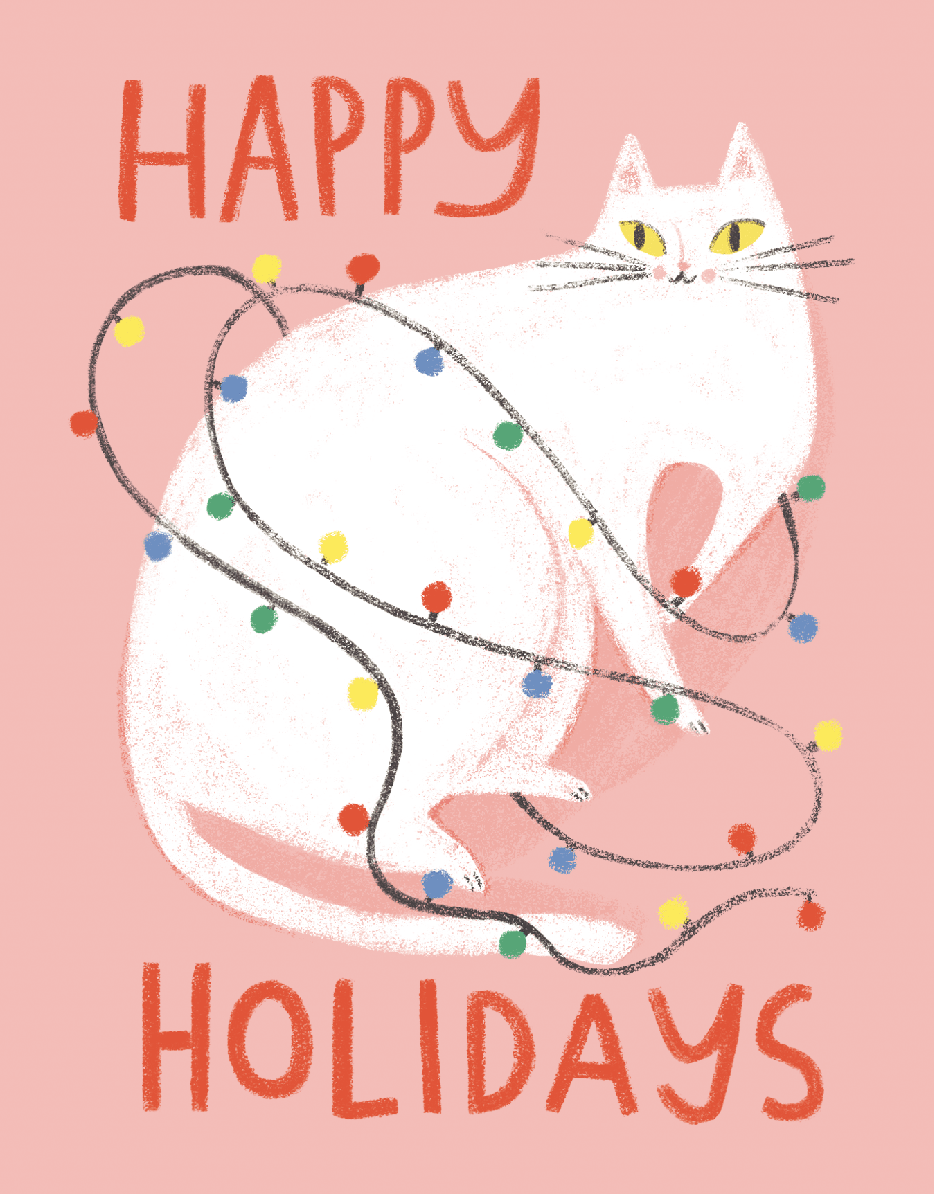 Happy Holidays Cat Folded Holiday Card | Postable | Postable