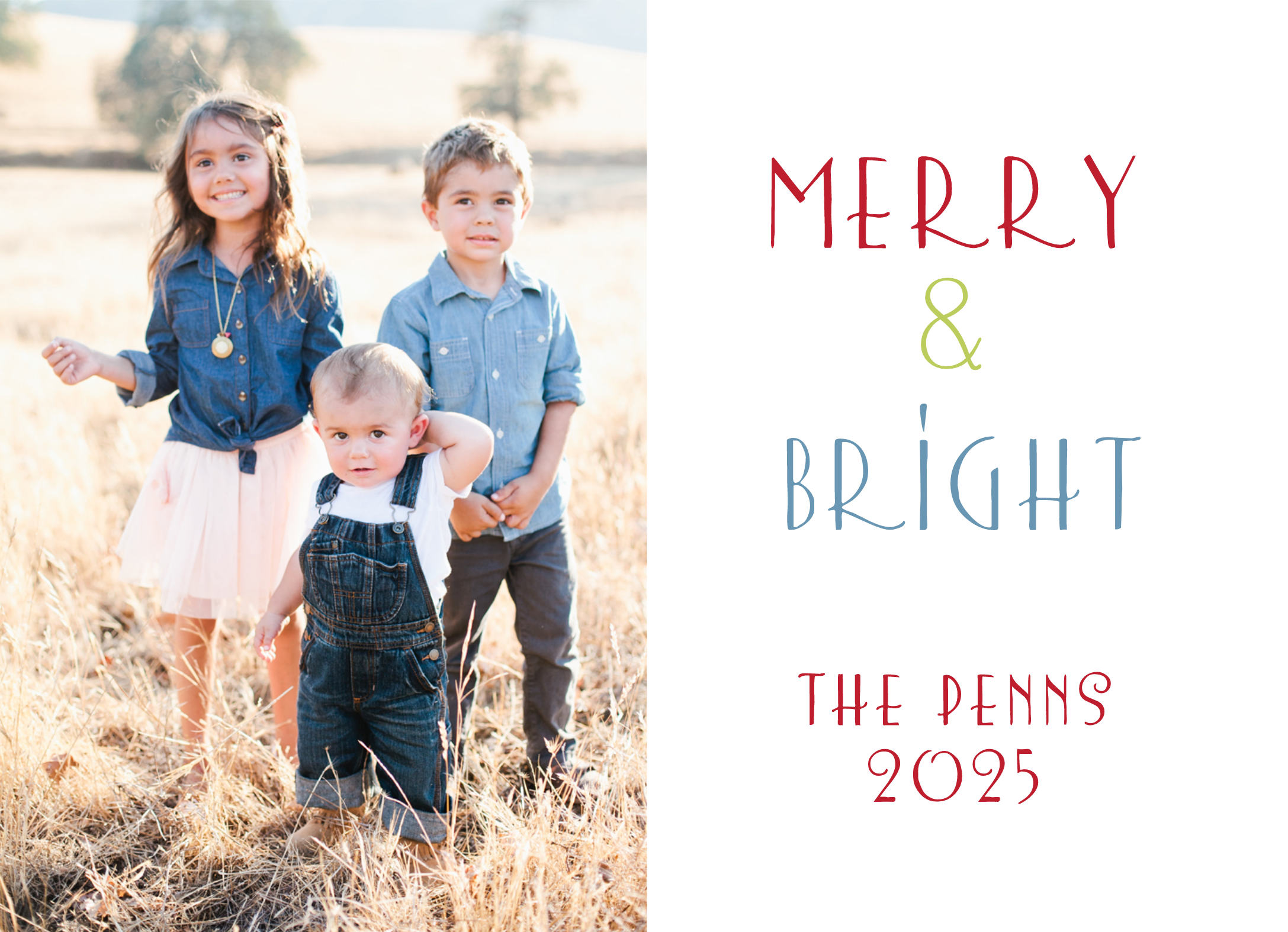 Merry & Bright Simple Christmas Photo Card | Postable | Postable