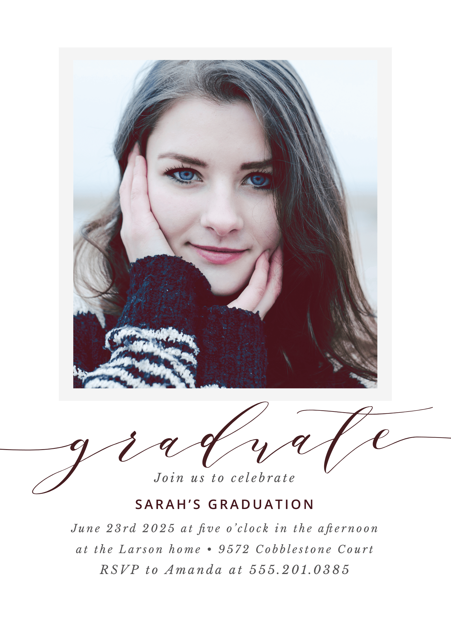 Modern Calligraphy Graduation Invite by Swell & Grand | Postable