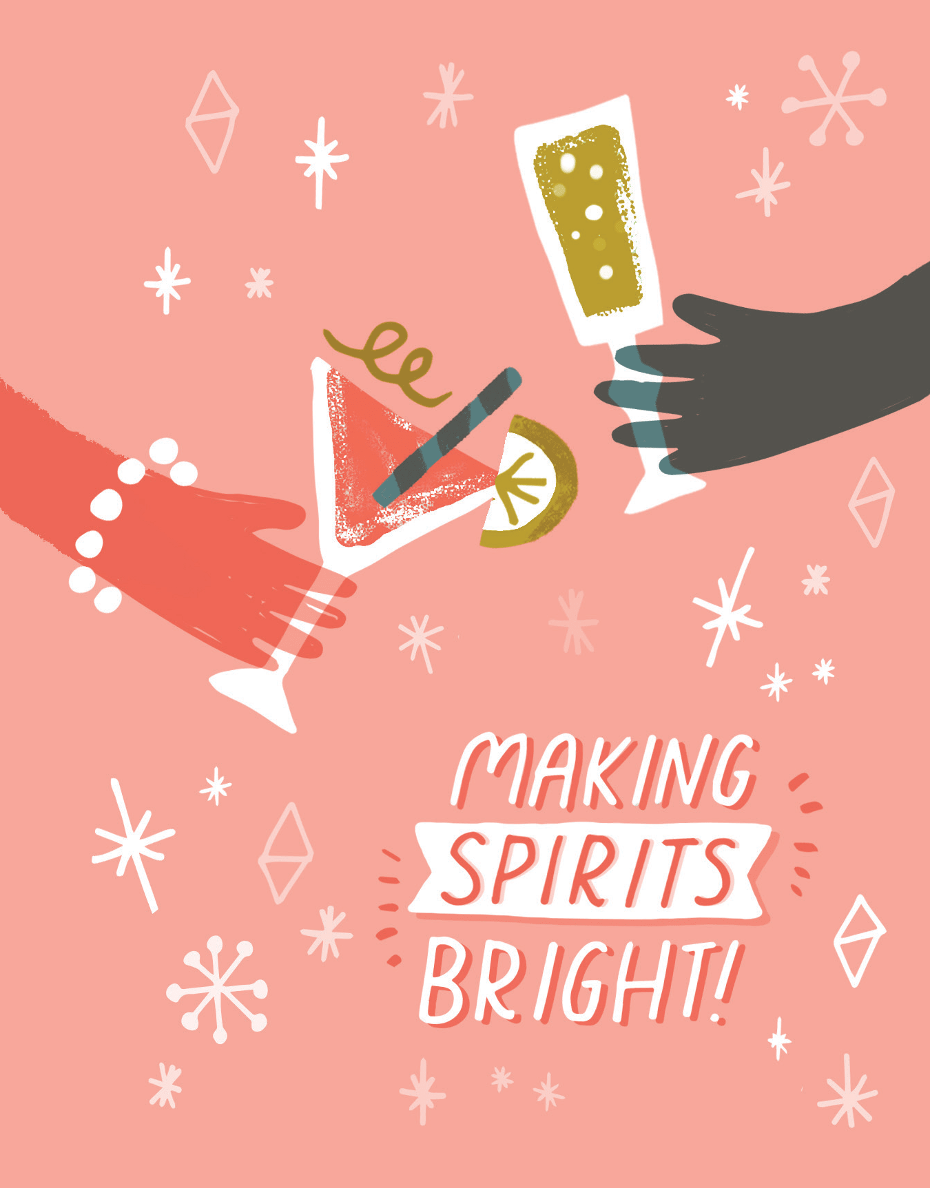 Making Spirits Bright Cocktail Christmas Card | Postable | Postable