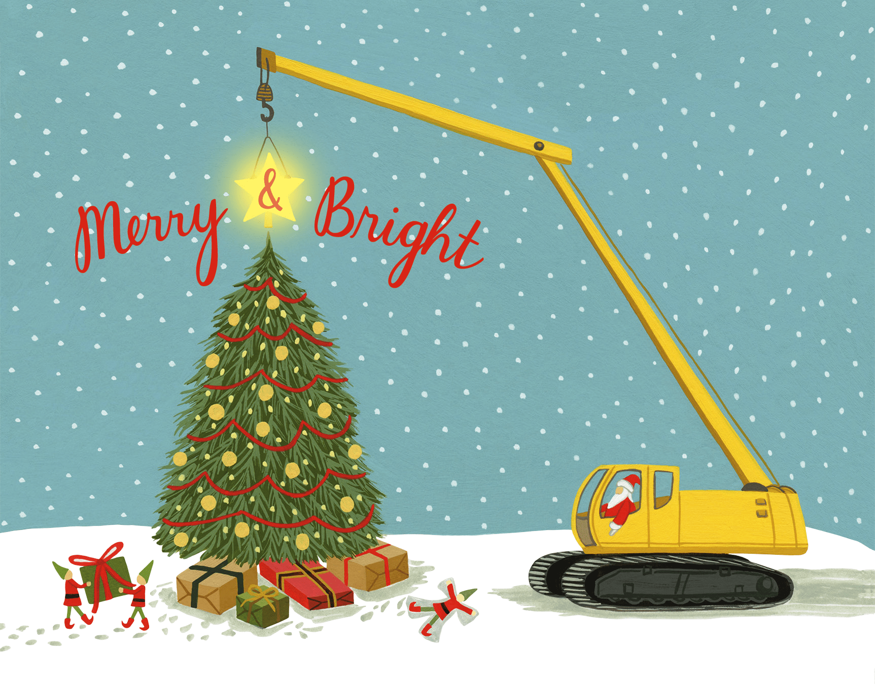 Construction Santa Folded Christmas Card | Postable | Postable