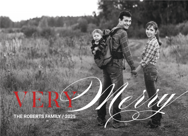 Very Merry Overlay Christmas Photo Card | Postable | Postable