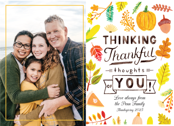 Thankful Thoughts Fall Foliage Thanksgiving Photo Card | Postable | Postable