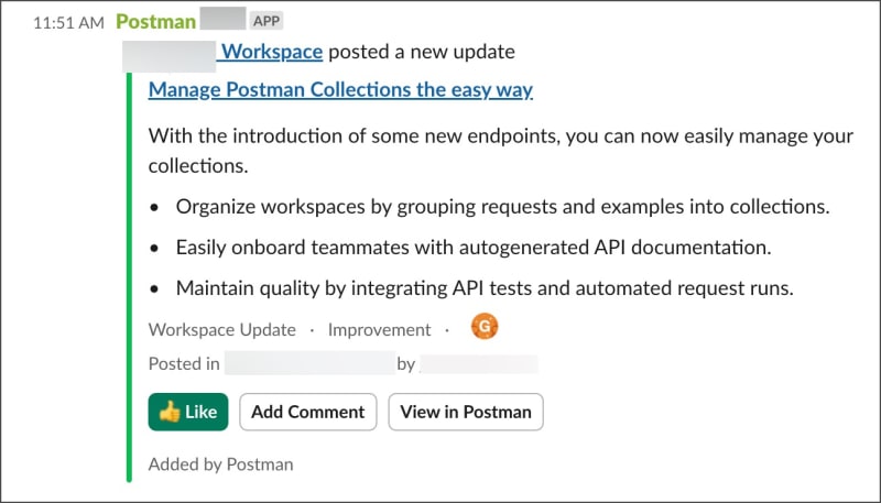 Communicate API changes using workspace updates | Postman Docs