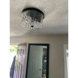 2-Light Flush Mount Ceiling Light with Clear Hammered Glass - On Sale ...