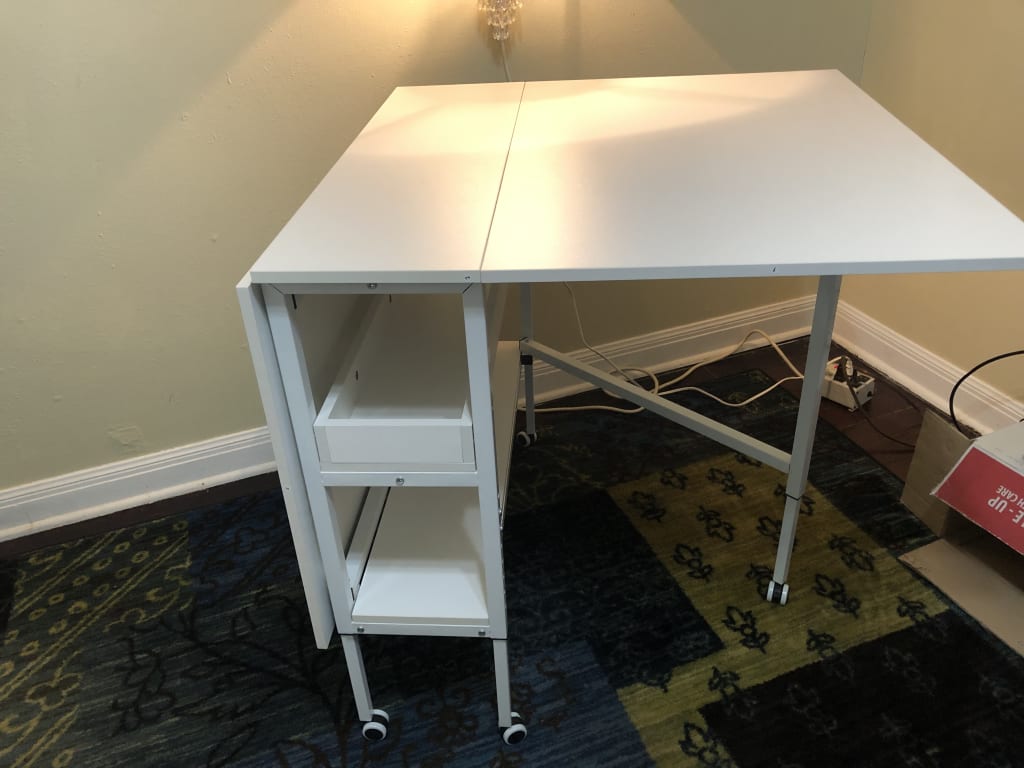Height Adjustable Craft Table with Storage Shelves, Mobile Height Adjustable Craft Table with Storage Shelves, Mobile