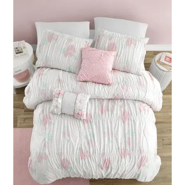 Tabitha Smocked Floral Ultra-soft Microfiber Comforter Set with Soft ...