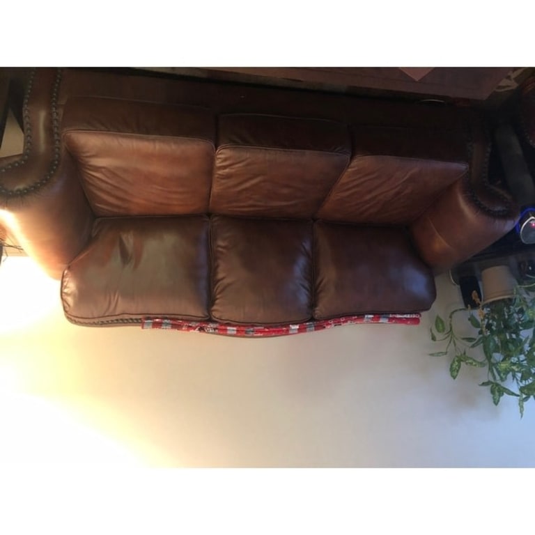 Brandon Distressed Whiskey Italian Leather Sofa and Loveseat Set - On ...