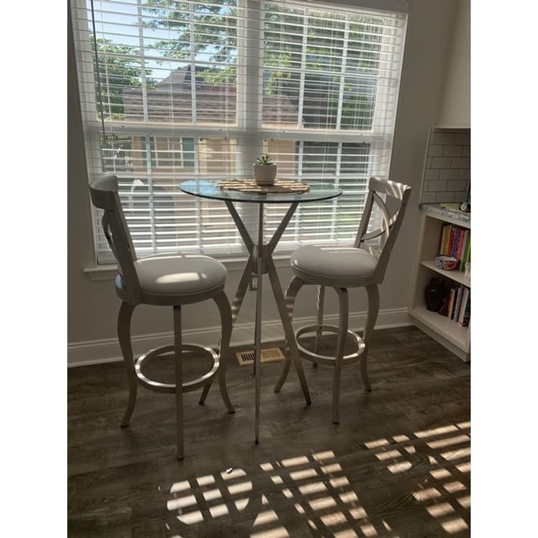 Modrest Kaitlyn Modern Stainless Steel & Glass Bar Table - Bed Bath ...