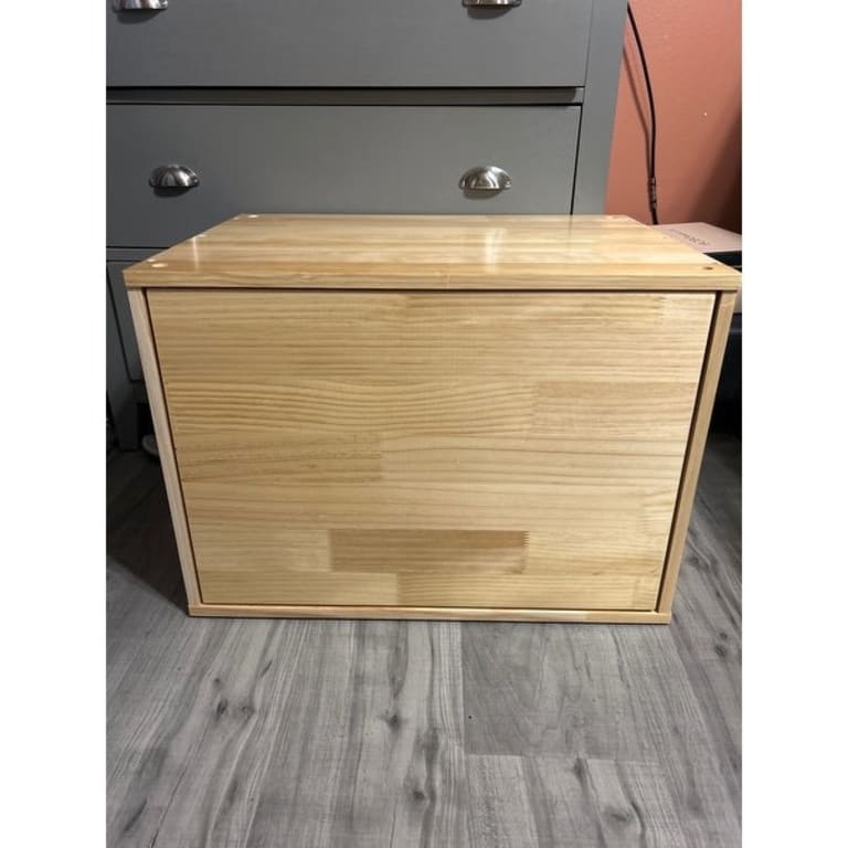 Single MUSEHOMEINC Wooden Storage Box: Front-Opening Organizer for ...