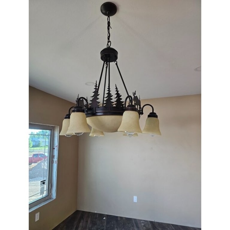 Vaxcel Lighting Yellowstone 9 Light 28-1/2" Wide Chandelier with Moose ...