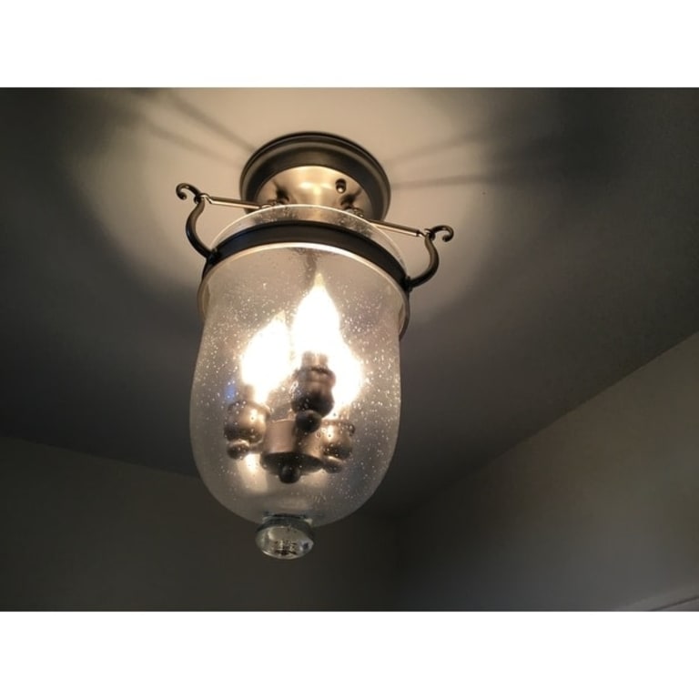 Livex Lighting Jefferson Silvertone Steel/Glass Ceiling Mount Light ...