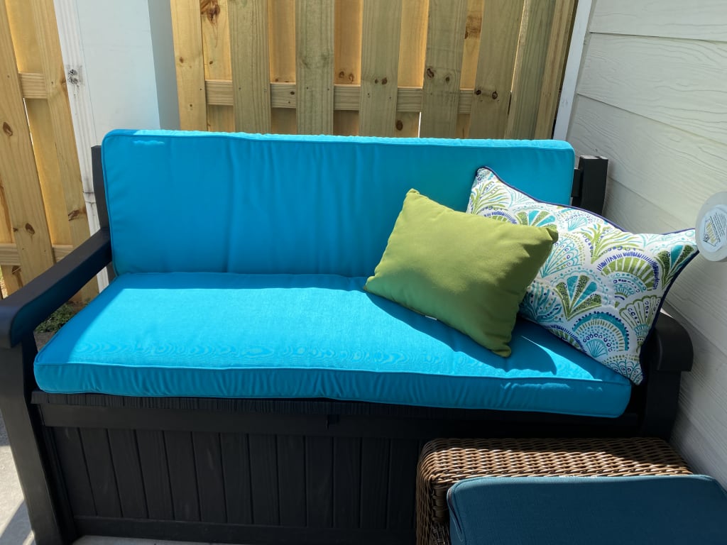 Turquoise Canvas Outdoor Bench Cushion