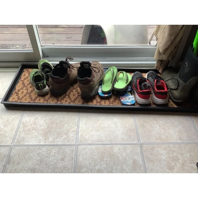 Natural and Recycled Rubber Boot Tray with Tan and Dark Brown Coir ...