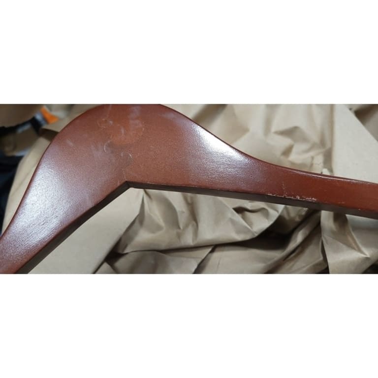 Curved Wooden Combo Hanger with Walnut Finish and Adjustable Cushion ...