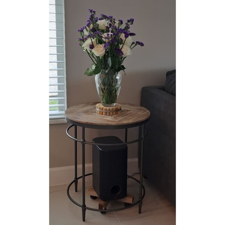 Fenway 22" Mango Solid Wood and Metal Round End Side Table - 22 inches ...