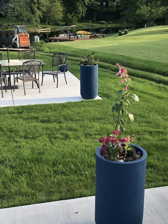 Japi Fringe Denim Tall Outdoor Planter, Medium